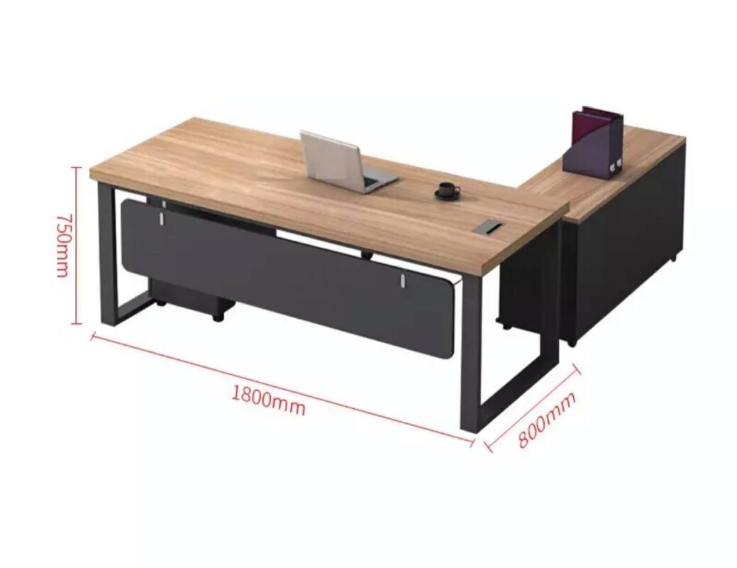 Executive Table Ext-27A | L-Shaped w/ Soft-Close Drawers