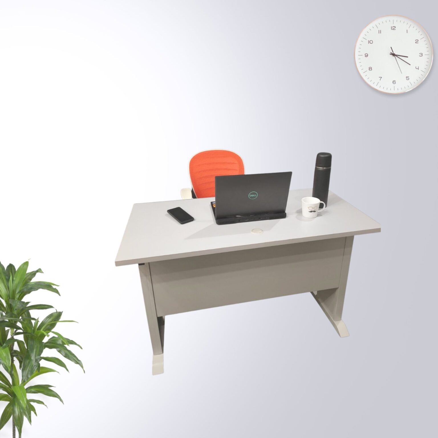 Office Table Aot-15 | Ready-Made Light Gray Desk w/ Steel Legs
